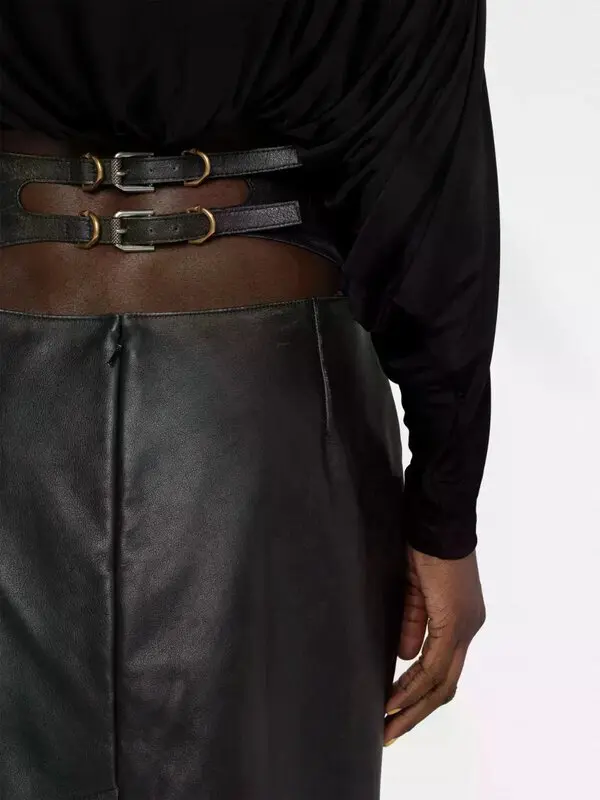 Givenchy Calf Leather Pencil Skirt With Buckle Detail
