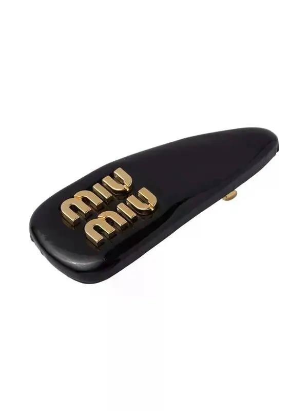 Miu Miu Patent Leather Hair Clip - Black