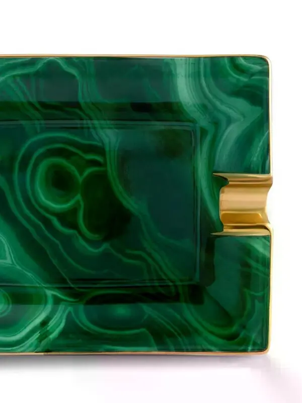 L'Objet Malachite Porcelain Ashtray