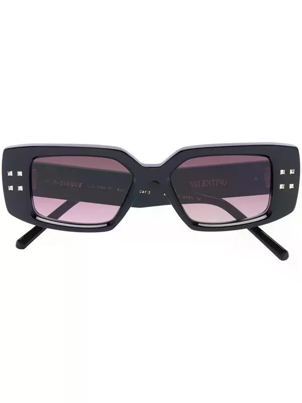 Valentino Garavani Rockstud Rectangle Sunglasses - Black