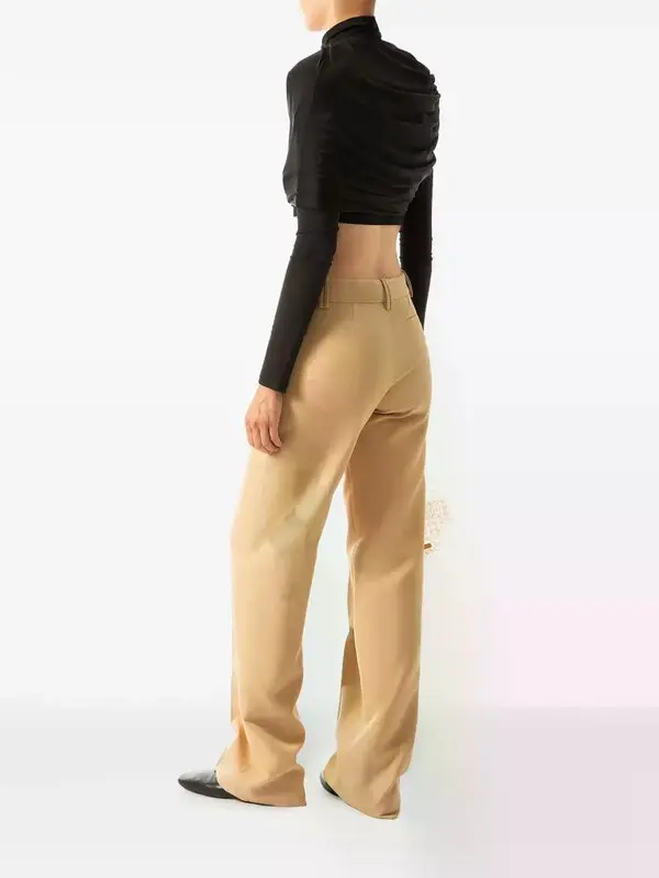 ALEKSANDRE AKHALKATSISHVILI Cropped Ruched Turtleneck Top