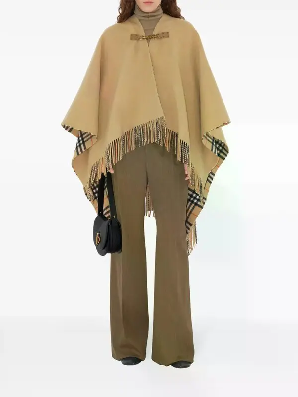 Burberry Check-pattern Wool Cape - Neutrals