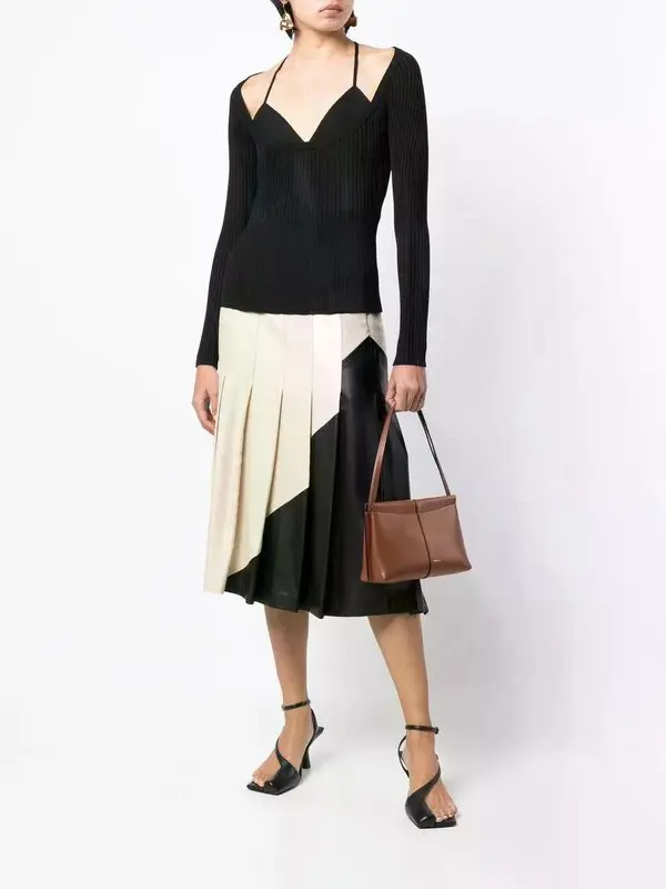 Simkhai Core Jayline" Layered V-neck Halterneck Top
