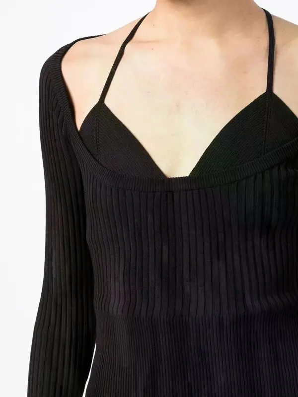 Simkhai Core Jayline" Layered V-neck Halterneck Top