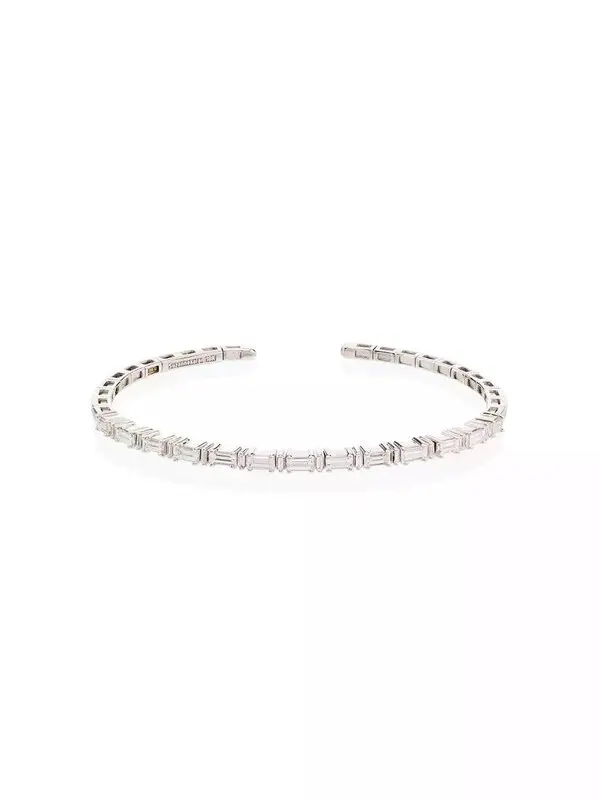 SUZANNE KALAN 18kt White Gold Baguette Diamond Bangle - Silver
