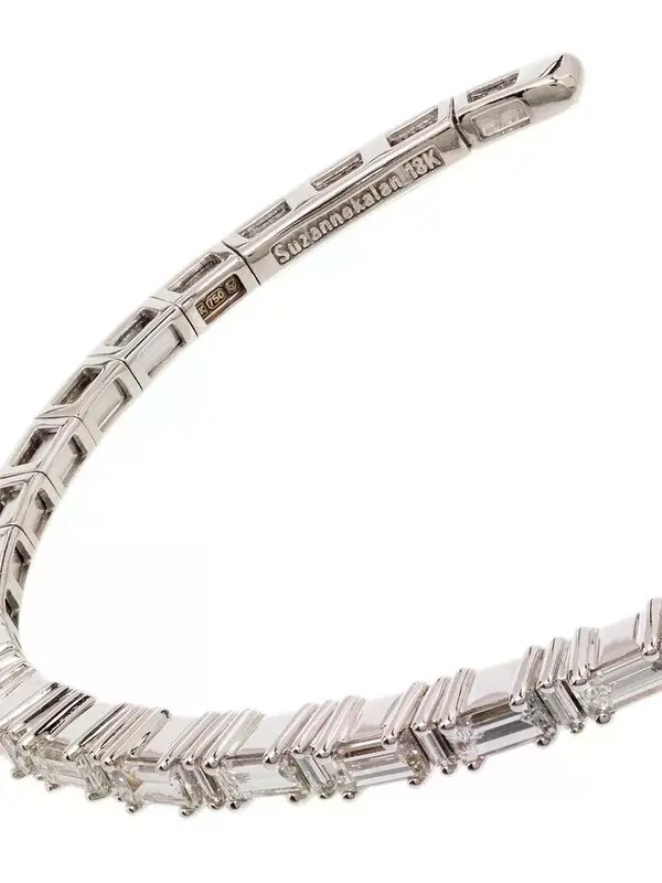 SUZANNE KALAN 18kt White Gold Baguette Diamond Bangle