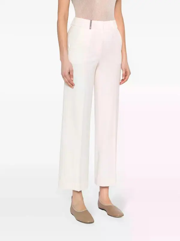 Peserico High Waist Wide Leg Trousers With Jacquard Detail