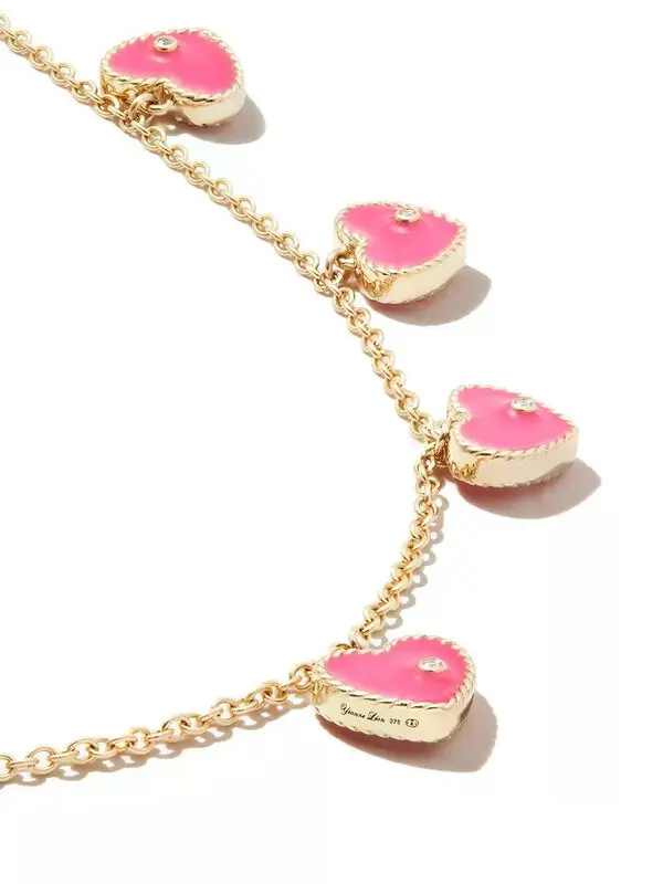 Yvonne Léon 9kt Yellow Enamel And Diamond Heart Necklace