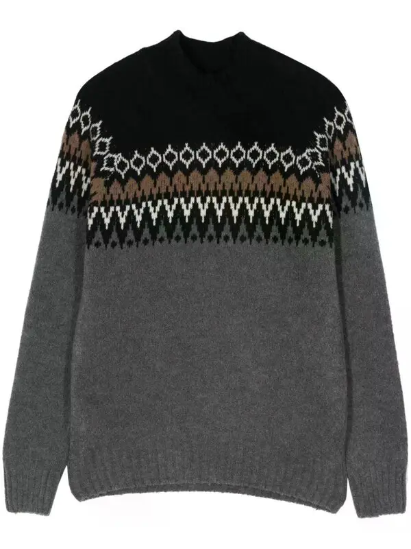 FILERIA Intarsia-knit Mock Neck Sweater