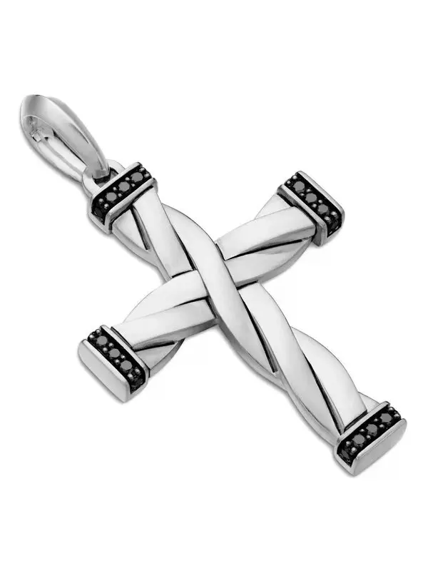 David Yurman Sterling Pavé Black Diamond Cross Pendant