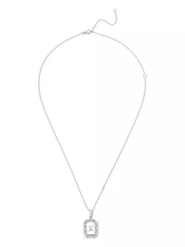 Shay 18k White Gold Full Pavé Diamond Band X-initial Pendant Necklace