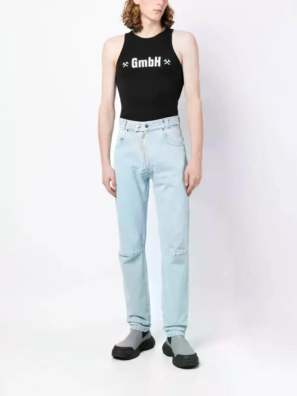 GMBH Washed Straight-leg Jeans - Blue