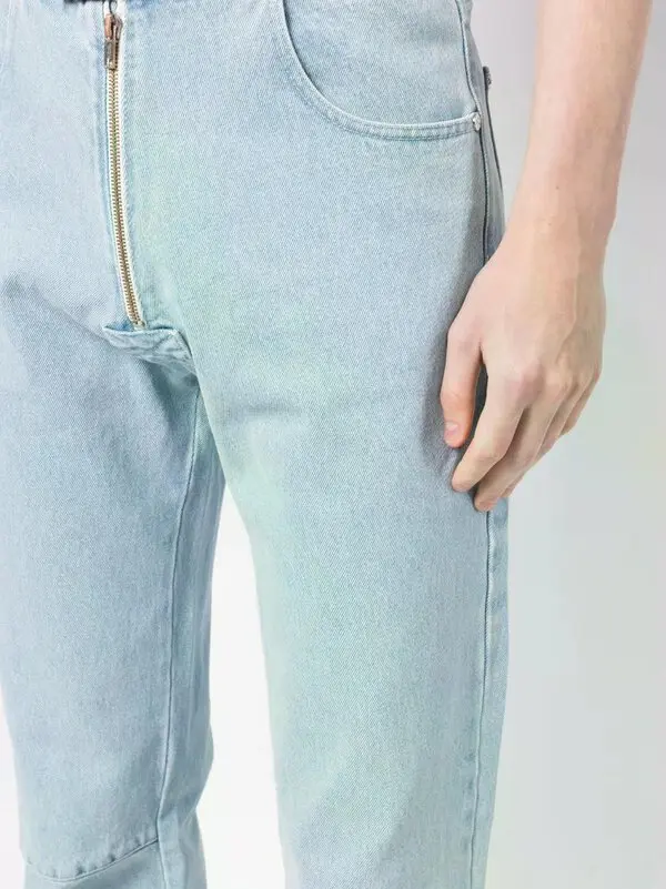 GMBH Washed Straight-leg Jeans - Blue