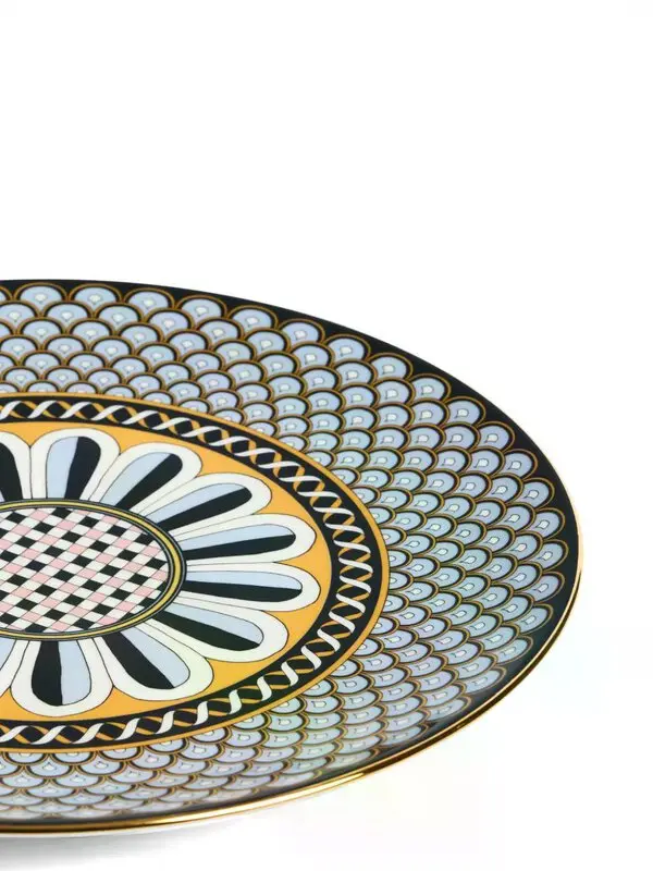 La DoubleJ Floral-print Platter - Blue