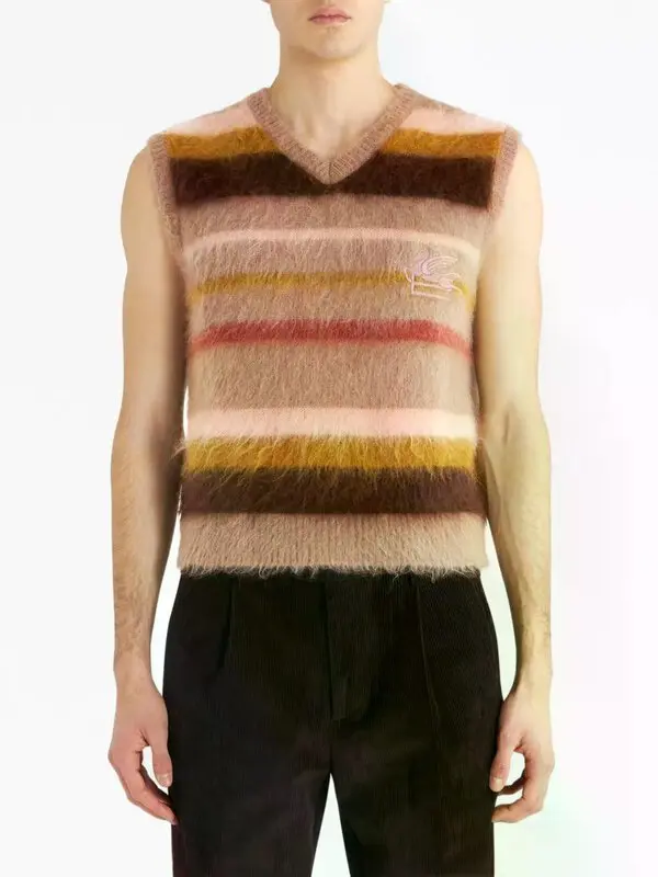 Etro Logo-embroidered Mohair-blend Sleeveless Jumper