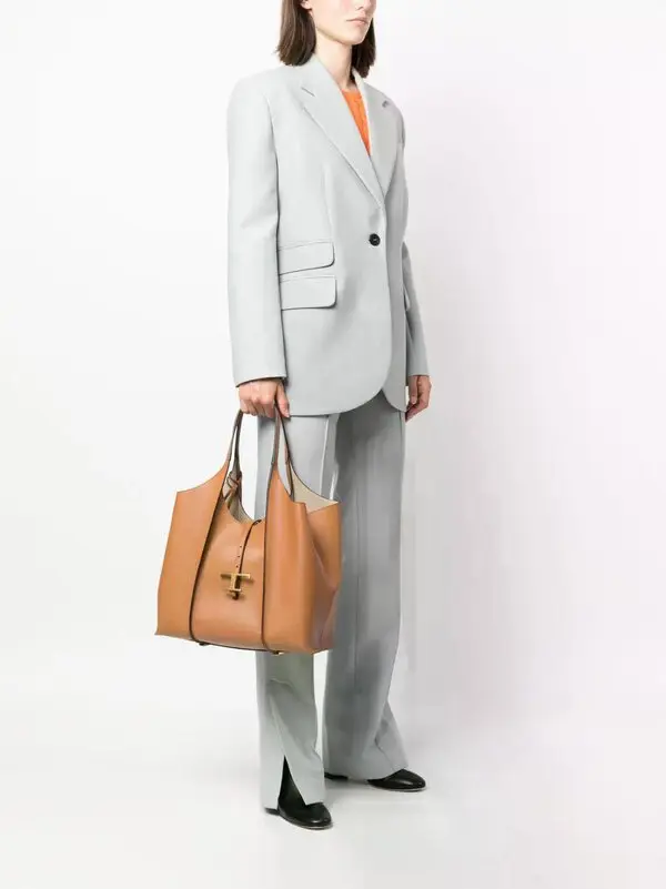 TOD'S Medium Timeless Leather Tote Bag - Neutrals