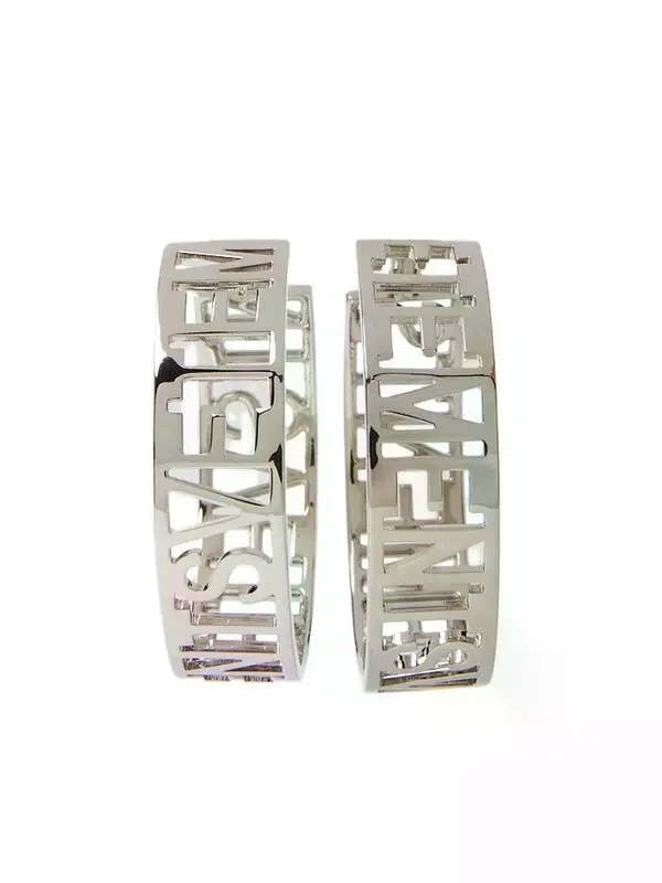 Vetements Logo Hoop Earrings - Silver