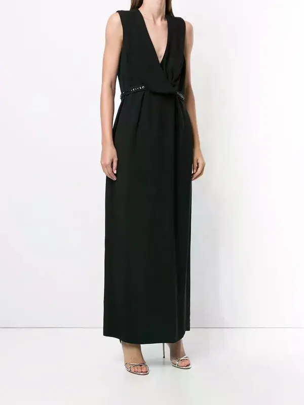 Delpozo Sleeveless V-neck Maxi Dress With Stud Detailing