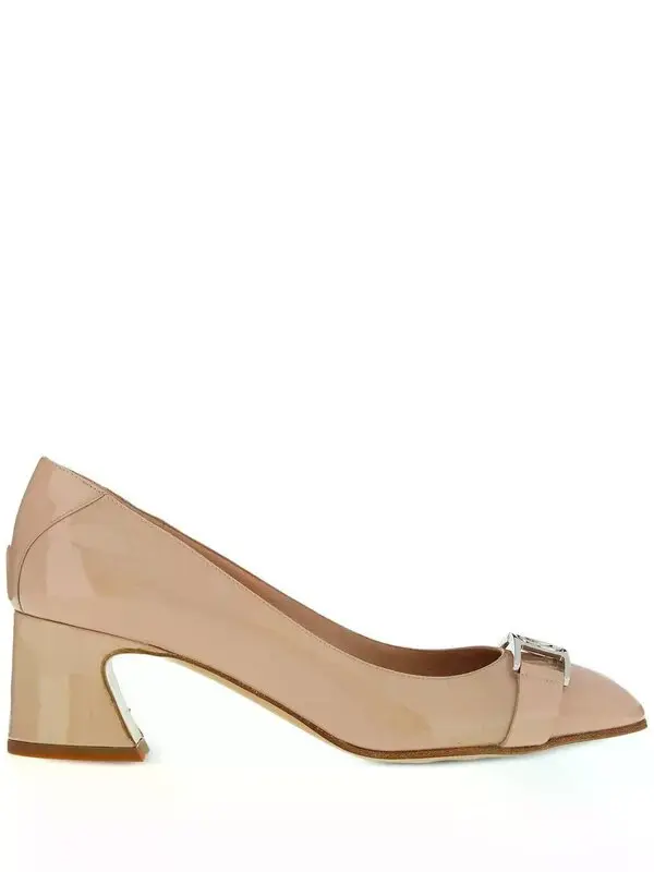 FERRAGAMO 50mm Block Heel Pumps With Vara Chain Detail