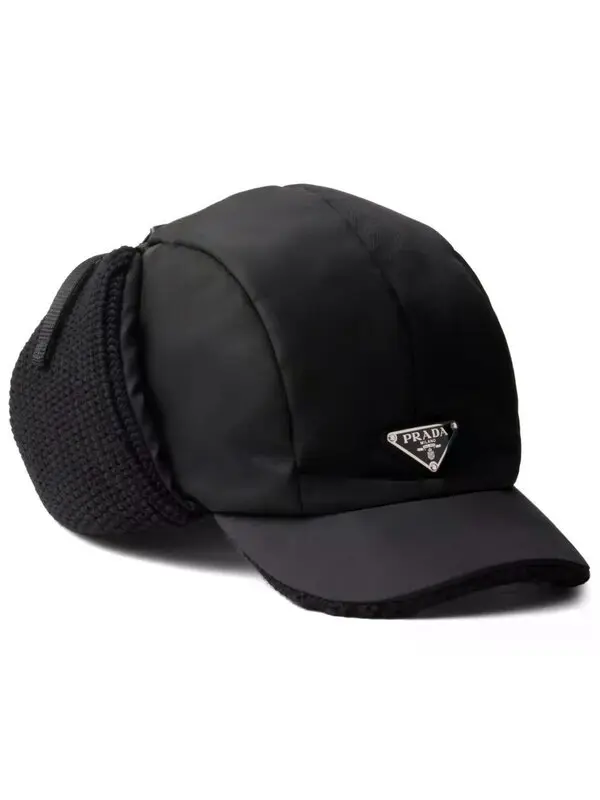 Prada Re-nylon And Wool Trapper Hat - Black