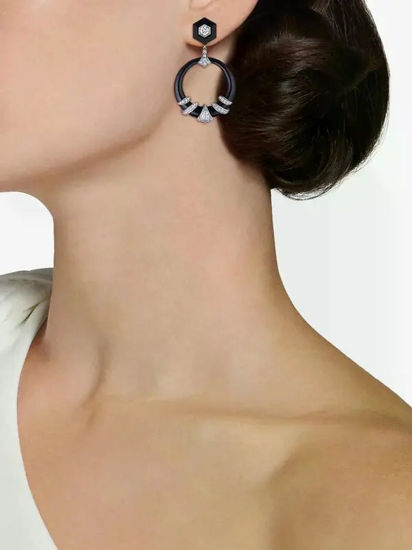 Fred Leighton 18kt Diamond And Jade Coiled Door Knocker Earrings - Silver