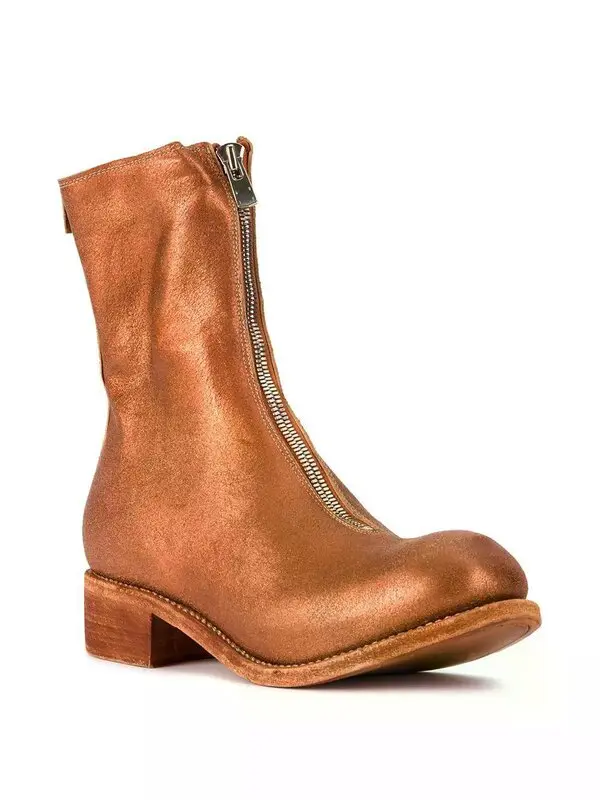 Guidi Front Zipped Ankle Boots - Yellow