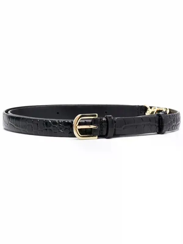 TOTEME Crocodile-effect Leather Belt - Black
