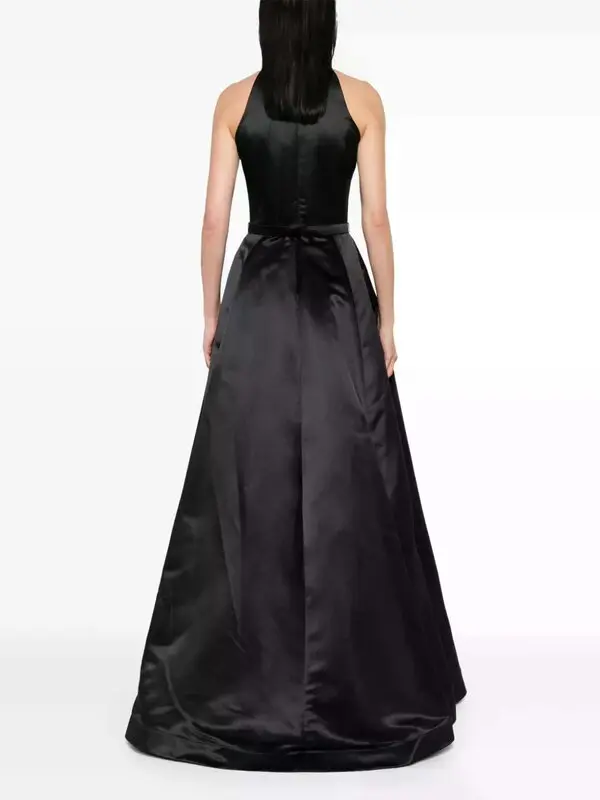 AAVVA Floral Embroidered Gown - Black