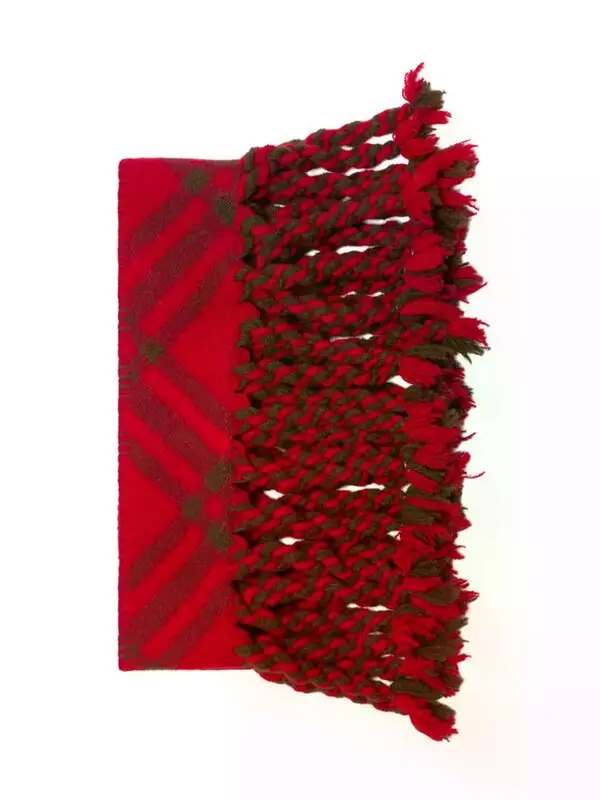 Burberry Check Wool Skinny Scarf - Red