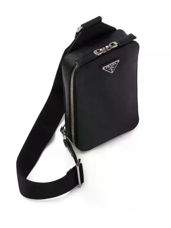 Prada Brique Leather Shoulder Bag - Black