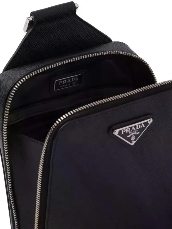 Prada Brique Leather Shoulder Bag - Black