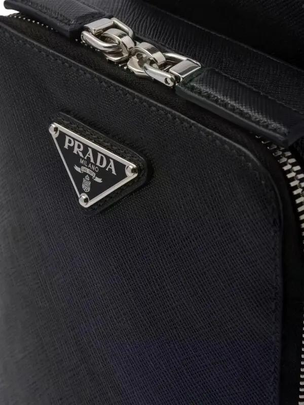 Prada Brique Leather Shoulder Bag - Black