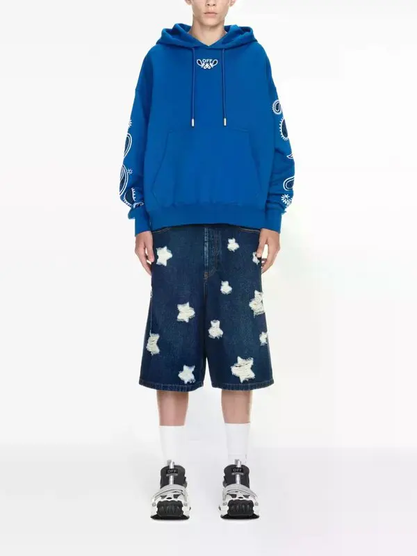 Off-White Bandana Embroidered Cotton Hoodie