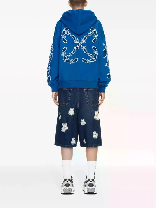Off-White Bandana Embroidered Cotton Hoodie