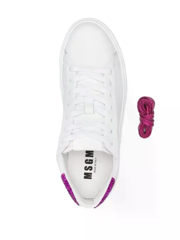 MSGM Contrast Heel-counter Leather Sneakers
