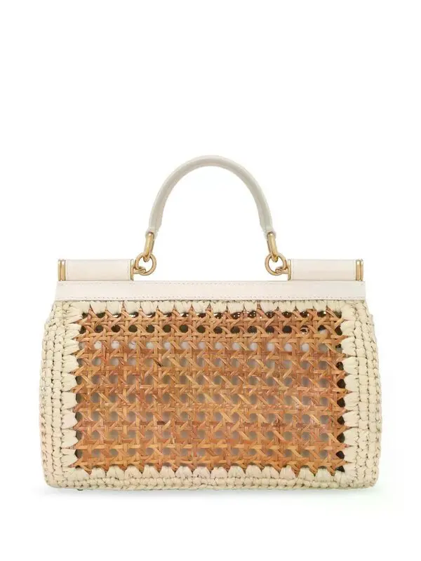 Dolce & Gabbana Sicily Woven Raffia And Cotton Blend Bag