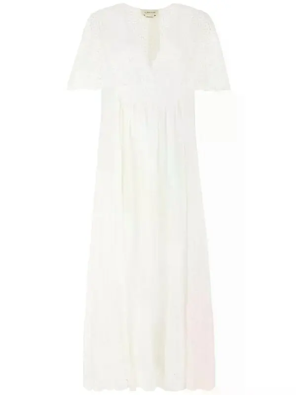 ANNA MOLINARI Short Sleeve Broderie Anglaise Maxi Dress