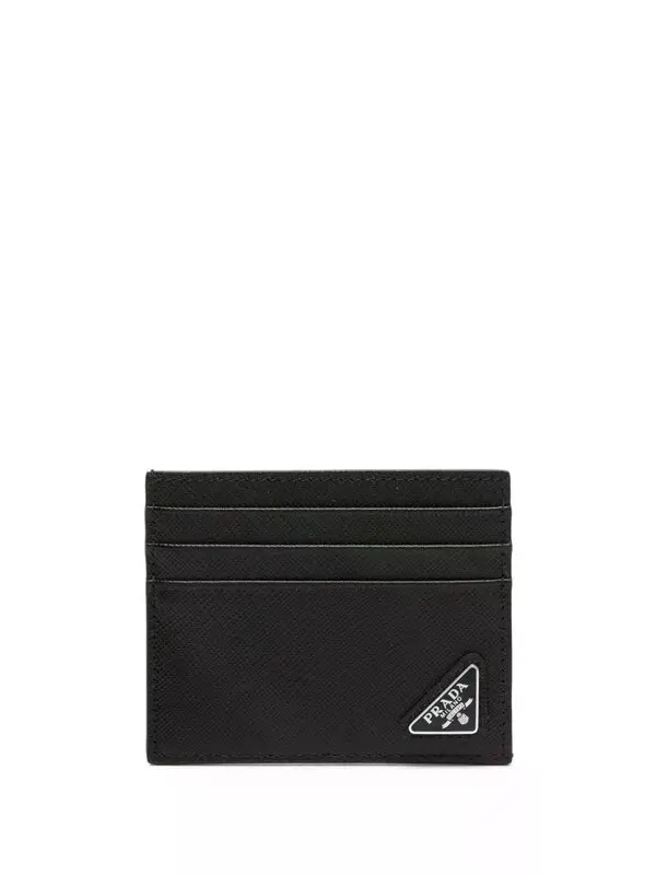 Prada Logo-plaque Leather Card Holder - Black