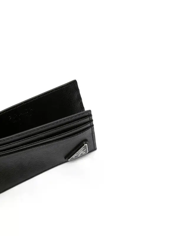 Prada Logo-plaque Leather Card Holder - Black