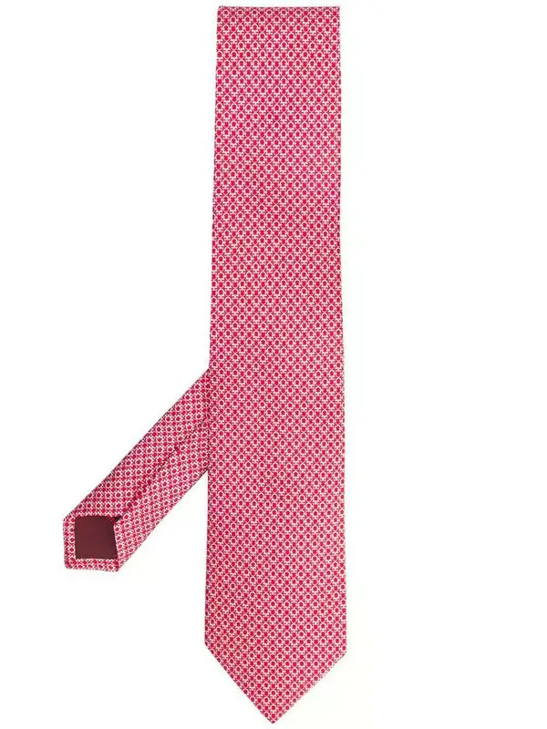FERRAGAMO Monogram Printed Neck Tie - Red