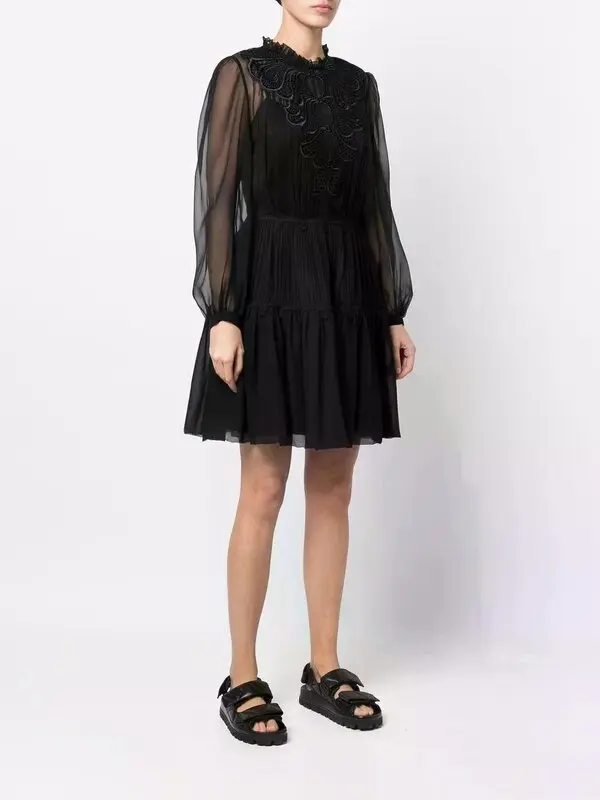 Alberta Ferretti Sheer Lace Detail Dress