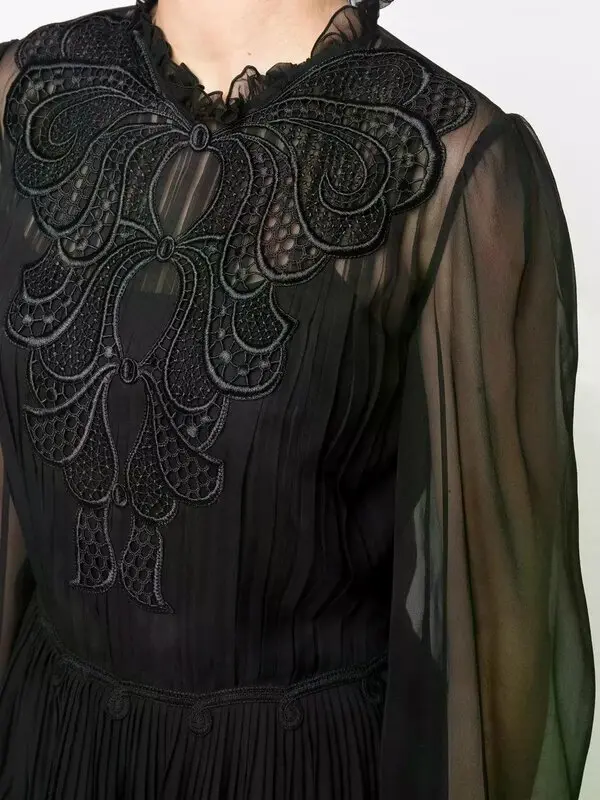 Alberta Ferretti Sheer Lace Detail Dress