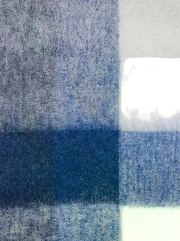 Acne Studios Check Logo-appliqué Scarf - Blue
