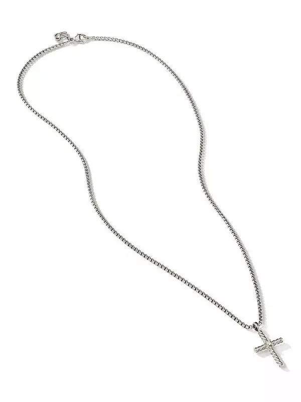 David Yurman Sterling Pavé Diamond Cross Pendant Necklace