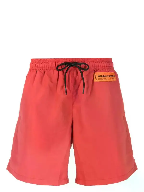 Heron Preston Logo-patch Drawstring Swim Shorts - Red