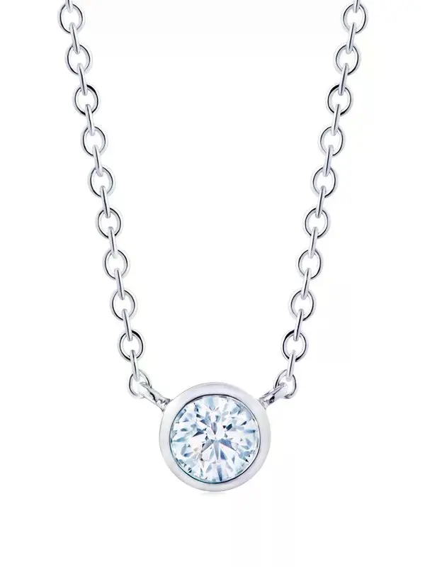 Kwiat 18kt White Gold Round Diamond Bezel Set Pendant Necklace - Silver