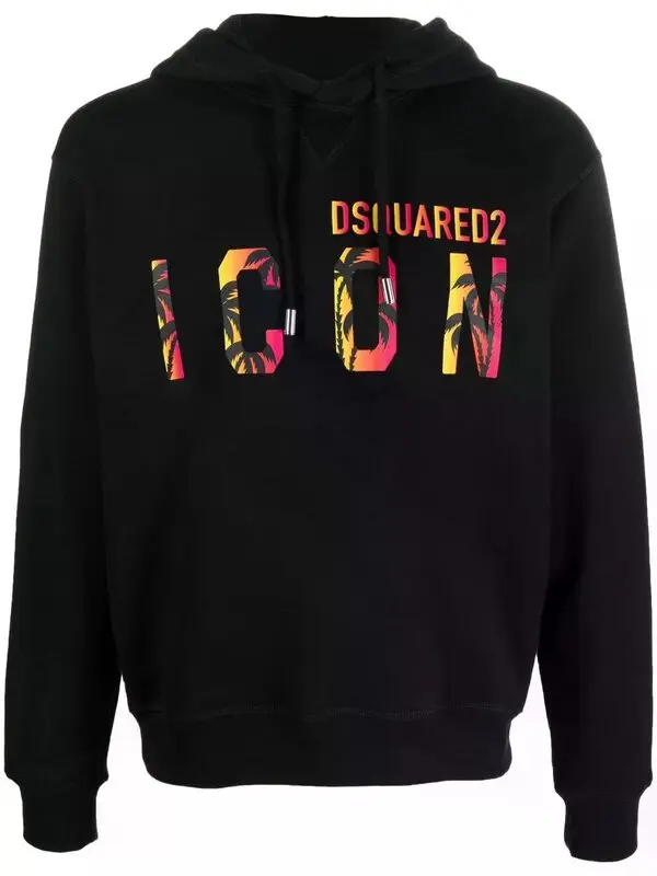 Dsquared2 Icon Print Hooded Sweatshirt - Black