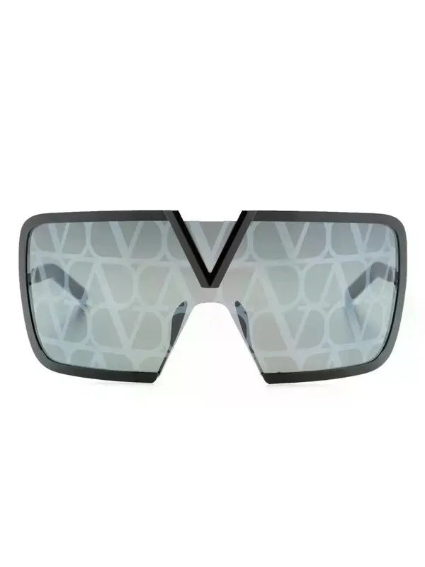Valentino Garavani Titanium Shield Sunglasses With All-over Lens Decal