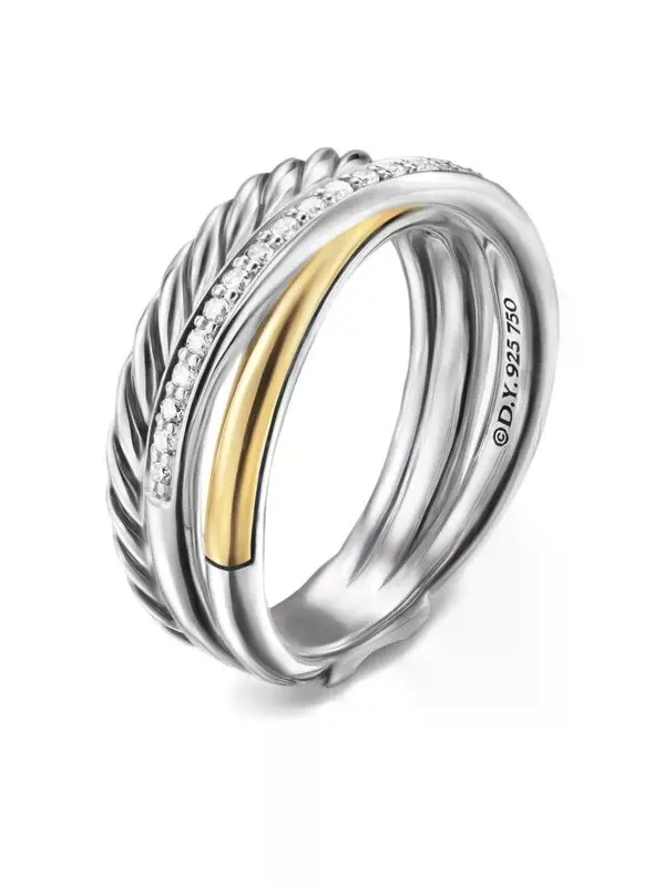 David Yurman 18kt Yellow Gold And Sterling Crossover Diamond Ring