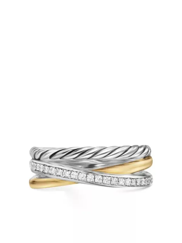David Yurman 18kt Yellow Gold And Sterling Crossover Diamond Ring